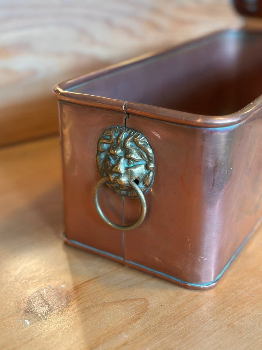 Rectangular Copper Planter with Lion's Head Handles – McIntosh Cottage ...