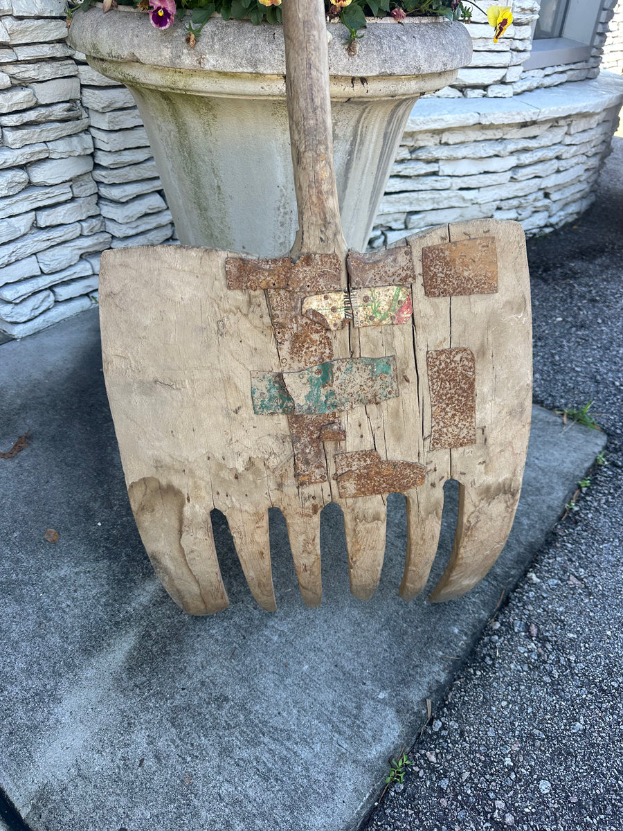 Giant Primitive Wooden Hayfork – McIntosh Cottage Antiques
