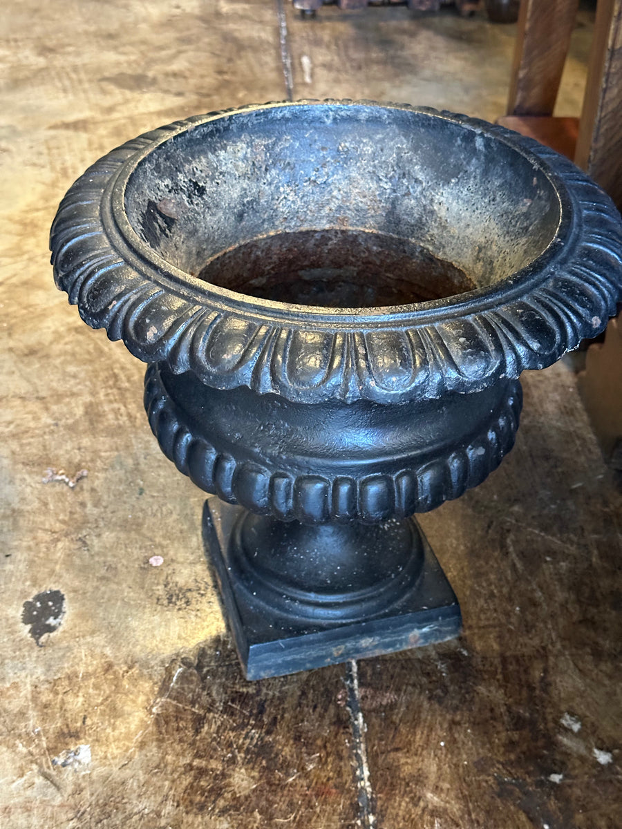 Pair of Black Painted Cast Iron Urns – McIntosh Cottage Antiques